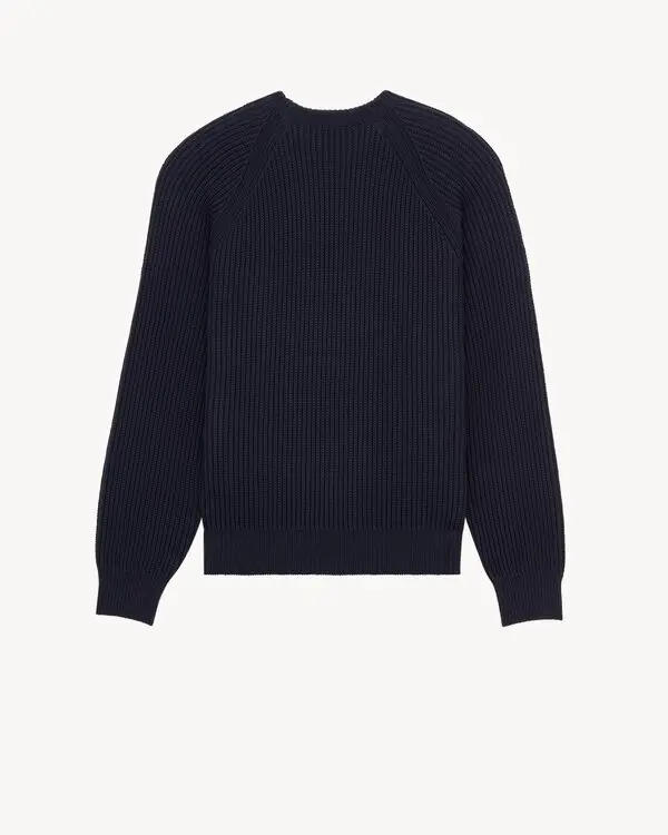 Saint Laurent Crewneck Fisherman's Rib Sweater - Black