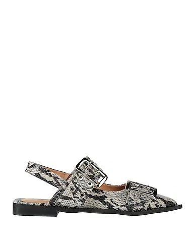 GANNI Ballet Flats With Buckle Fastening And Studs - Gray