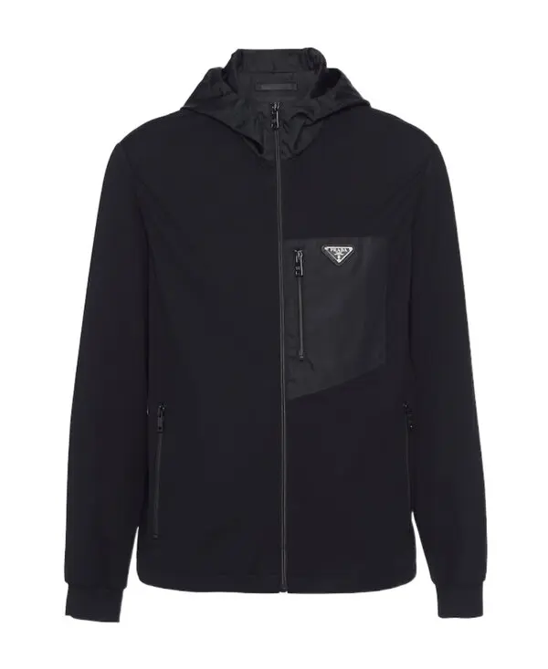 Prada Technical Cotton And Re-nylon Hooded Cardigan
