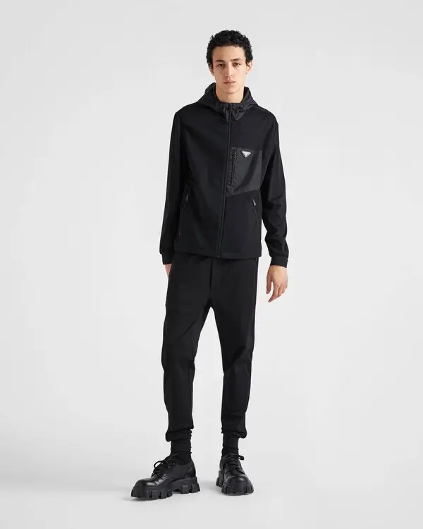 Prada Technical Cotton And Re-nylon Hooded Cardigan