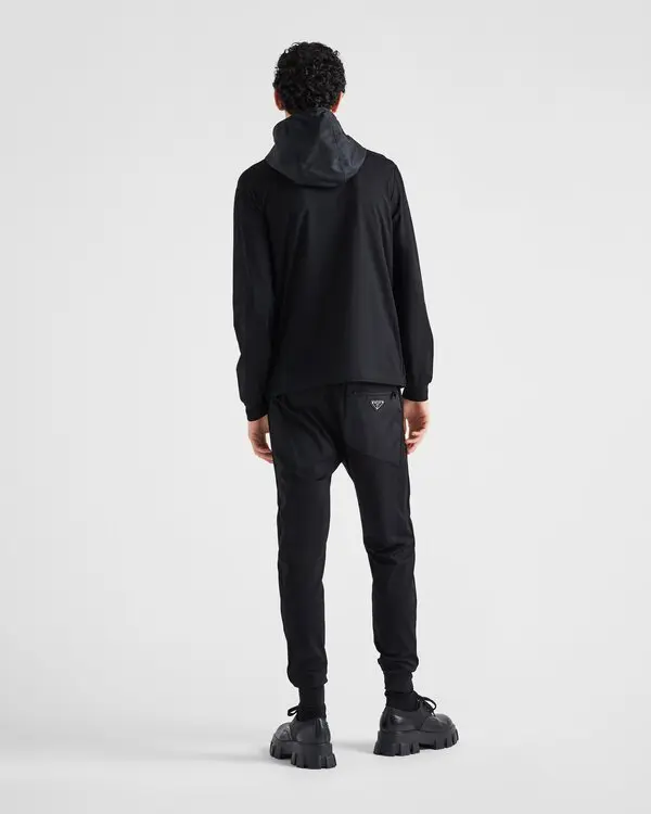 Prada Technical Cotton And Re-nylon Hooded Cardigan