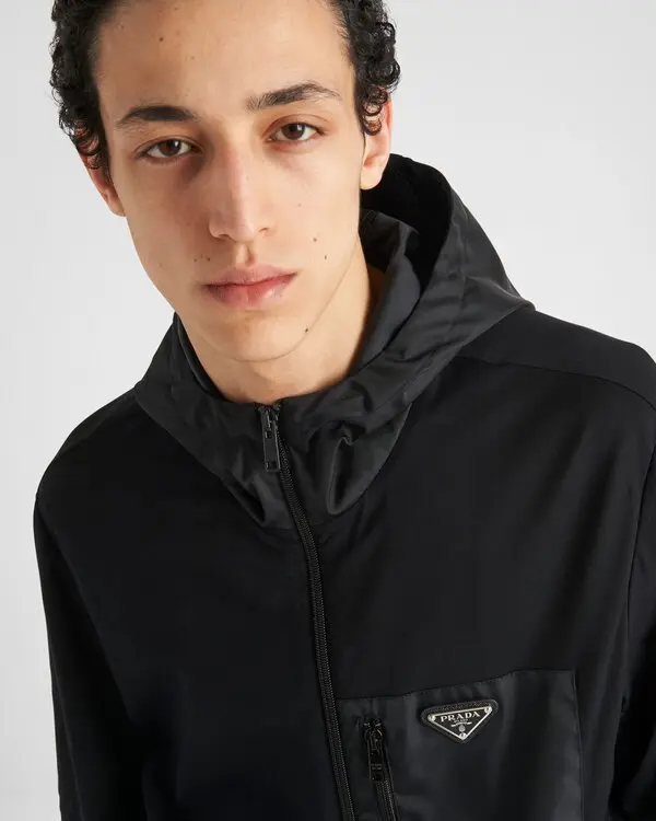 Prada Technical Cotton And Re-nylon Hooded Cardigan