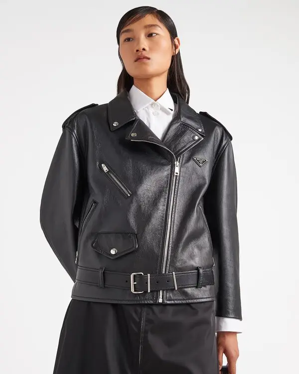 Prada Nappa Leather Biker Jacket