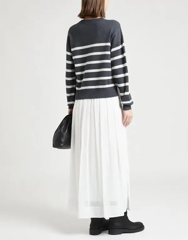 Brunello Cucinelli Striped Lightweight Cashmere Sweater