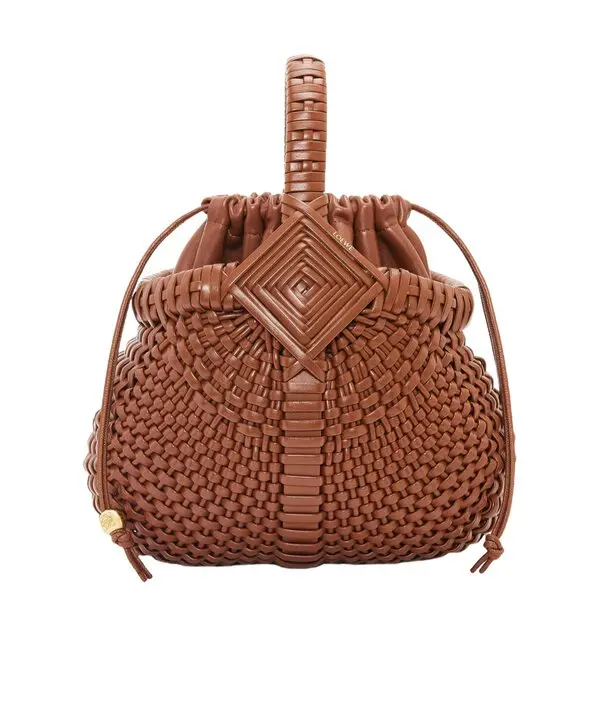 Loewe Mini Diamond Round Basket Bag In Calfskin