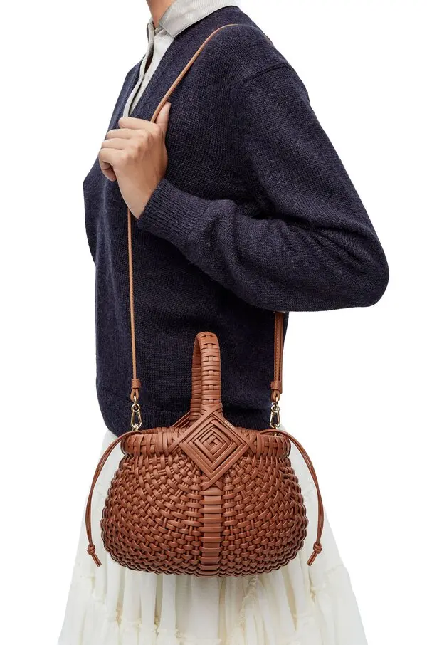 Loewe Mini Diamond Round Basket Bag In Calfskin