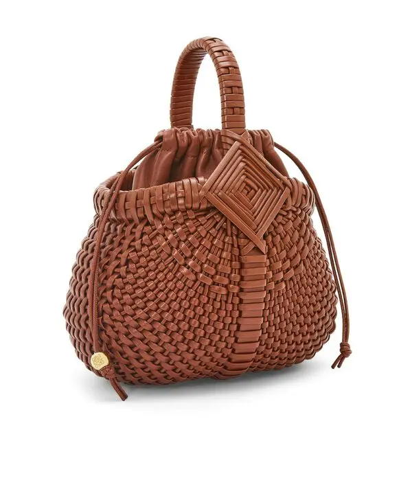 Loewe Mini Diamond Round Basket Bag In Calfskin