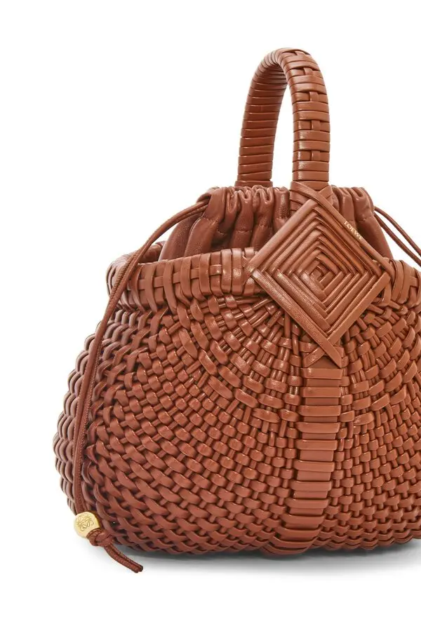 Loewe Mini Diamond Round Basket Bag In Calfskin
