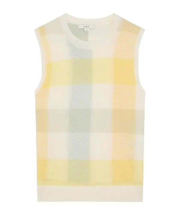 Vince Checked Fine-knit Wool Tank Top - Nude