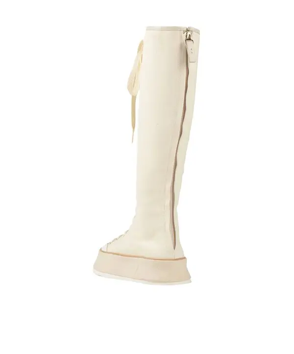 Max Mara Platform Canvas Boots - Nude