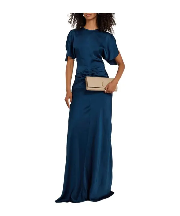 Victoria Beckham Gathered Satin-crepe Gown