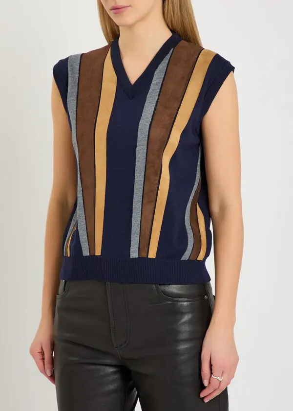Versace Wool Leather Patch Vest