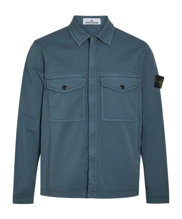 Stone Island Logo-appliquéd Stretch-cotton Overshirt