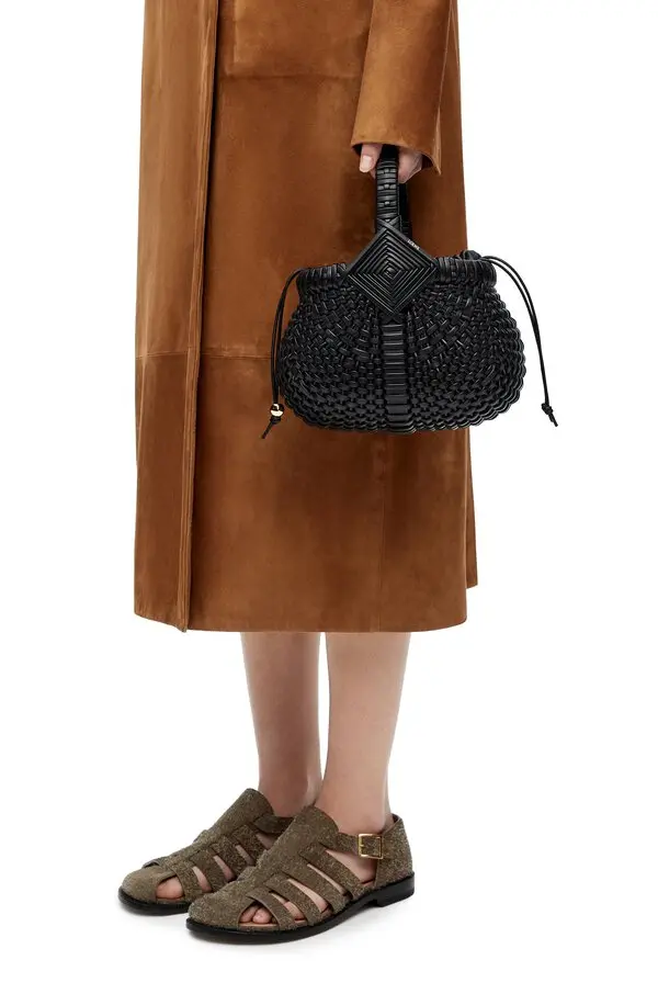 Loewe Mini Diamond Round Basket Bag In Calfskin