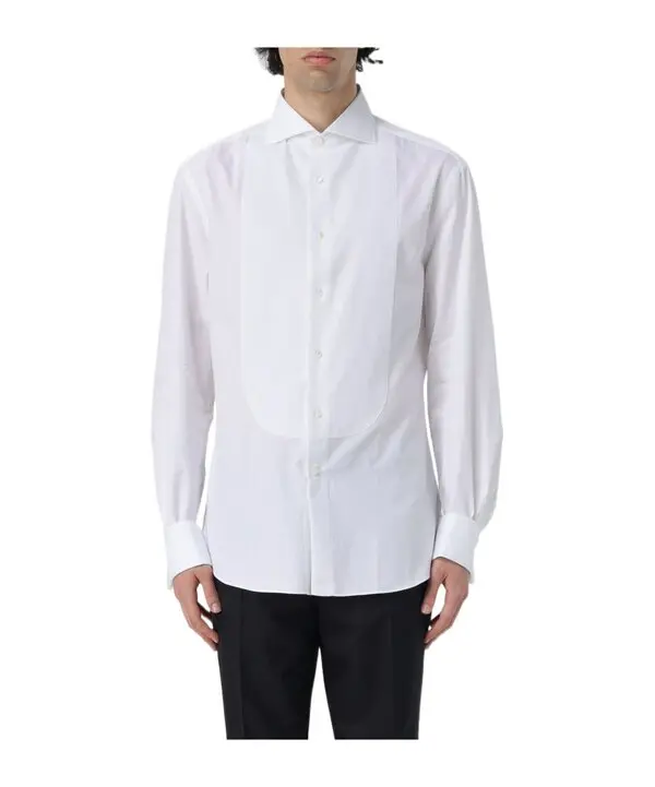 Brunello Cucinelli Sea Island Cotton Twill Slim Fit Tuxedo Shirt With Pleated Bib, Spread Collar And French Cuffs