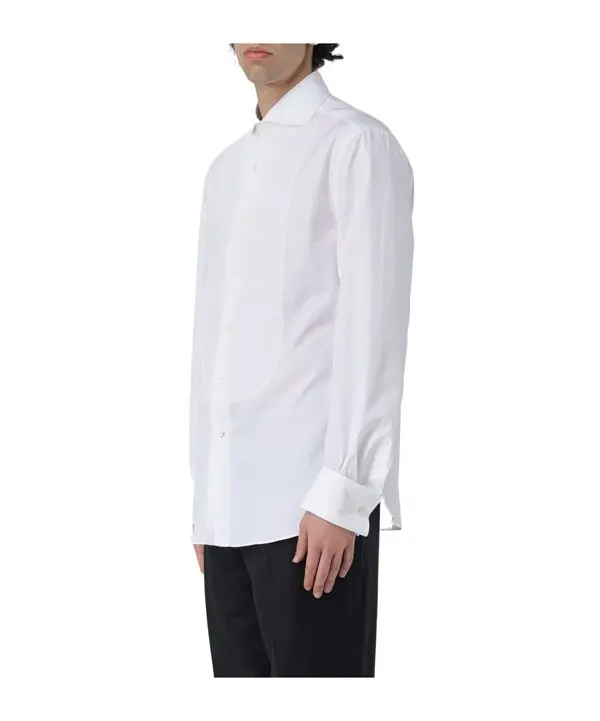 Brunello Cucinelli Sea Island Cotton Twill Slim Fit Tuxedo Shirt With Pleated Bib, Spread Collar And French Cuffs