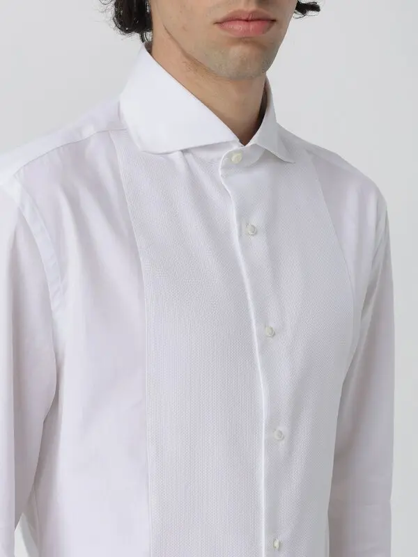 Brunello Cucinelli Sea Island Cotton Twill Slim Fit Tuxedo Shirt With Pleated Bib, Spread Collar And French Cuffs