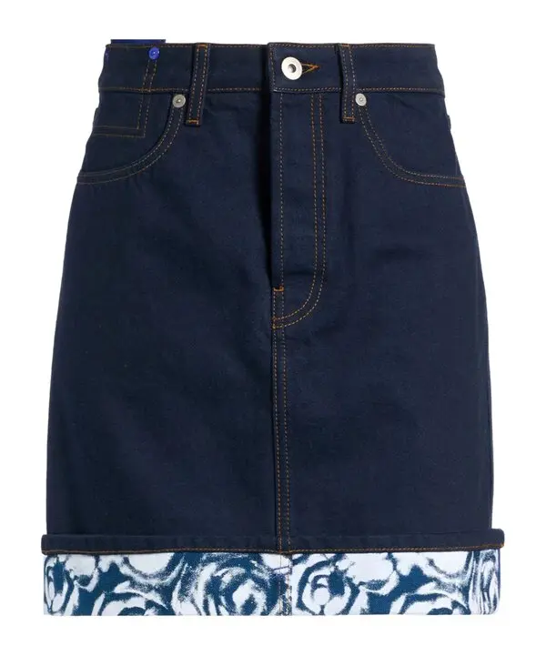 Burberry A-line Denim Skirt With Printed Hem - Black