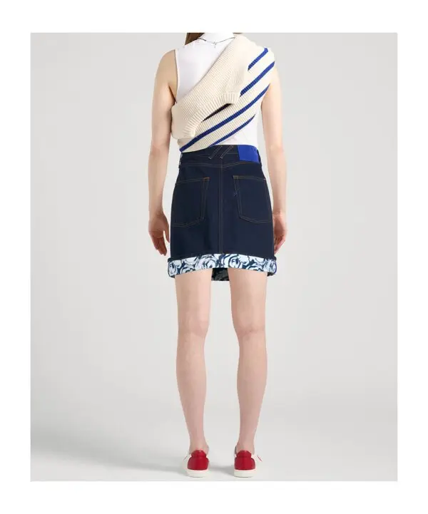 Burberry A-line Denim Skirt With Printed Hem