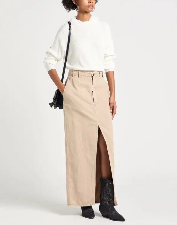 Brunello Cucinelli Gabardine Long Skirt With Front Slit