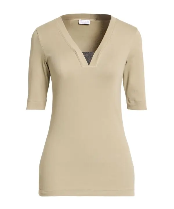 Brunello Cucinelli Solid Color V-neck Short-sleeve T-shirt