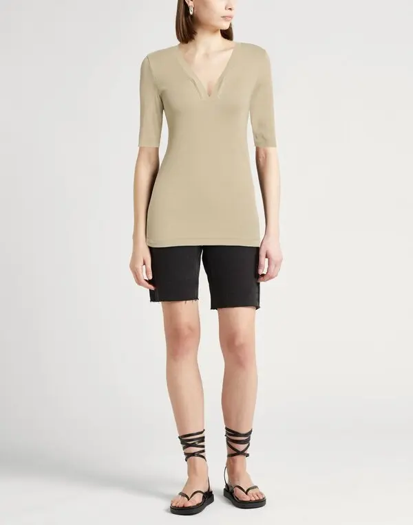 Brunello Cucinelli Solid Color V-neck Short-sleeve T-shirt