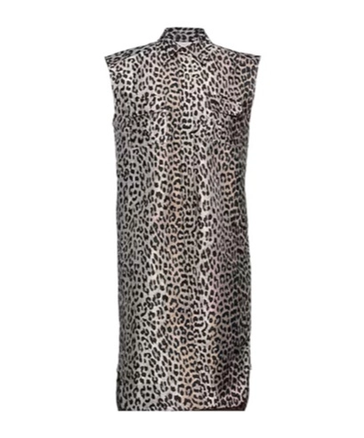 GANNI Sleeveless Leopard Print Jacquard Dress