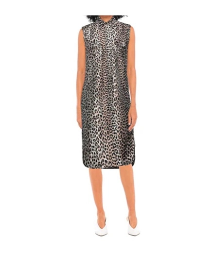 GANNI Sleeveless Leopard Print Jacquard Dress