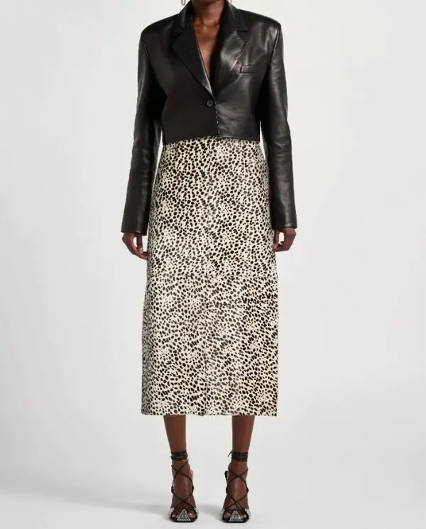 MAXCO. Max&co. Calf Hair Animal Print Midi Skirt
