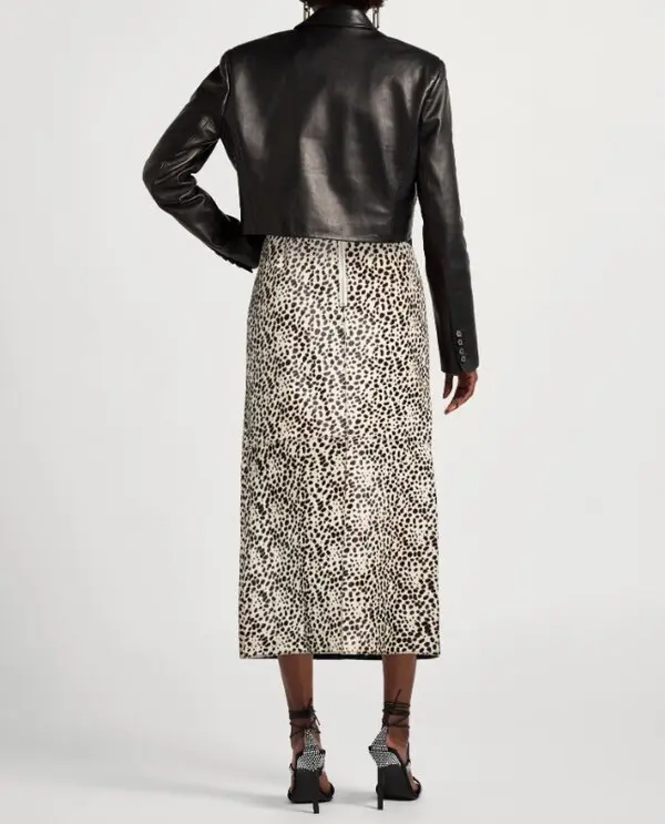 MAXCO. Max&co. Calf Hair Animal Print Midi Skirt