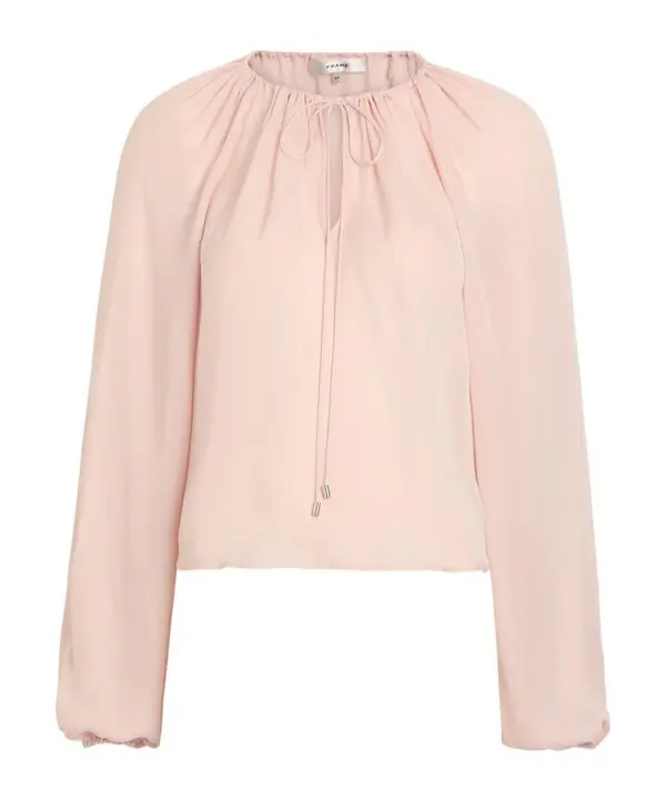FRAME Balloon Silk Blouse - Nude