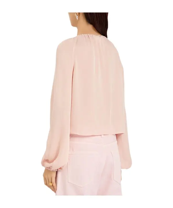 FRAME Balloon Silk Blouse - Nude