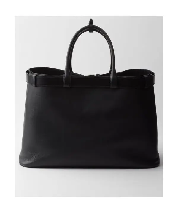 Prada Buckled Leather Tote Bag - Black