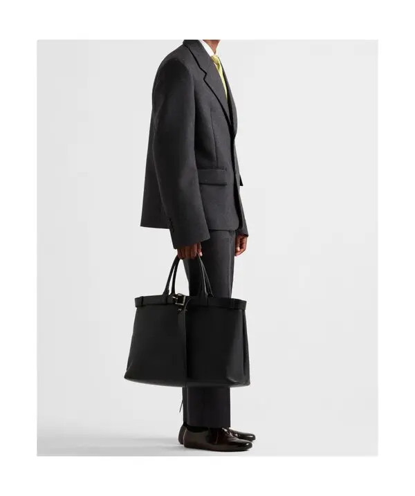 Prada Buckled Leather Tote Bag - Black