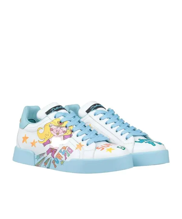 Dolce & Gabbana Printed Leather Low-top Sneakers