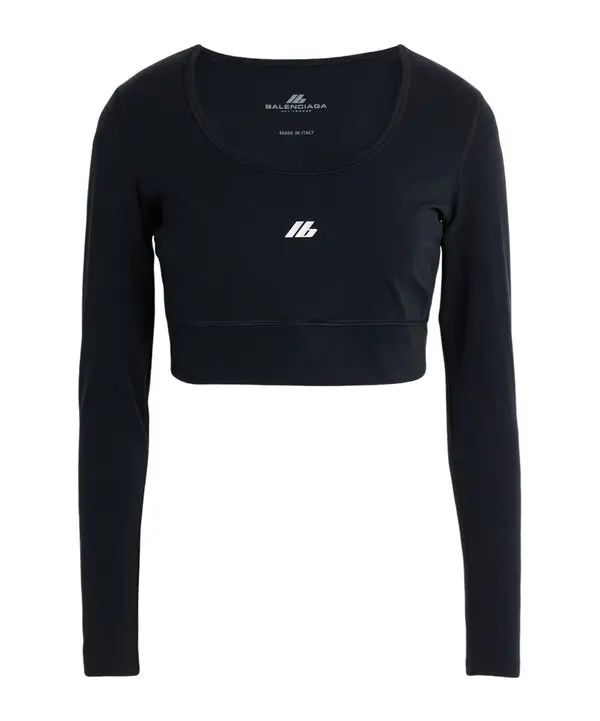 Balenciaga Logo Long Sleeve Cropped T-shirt