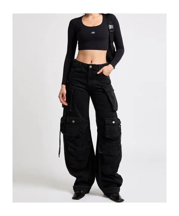Balenciaga Logo Long Sleeve Cropped T-shirt