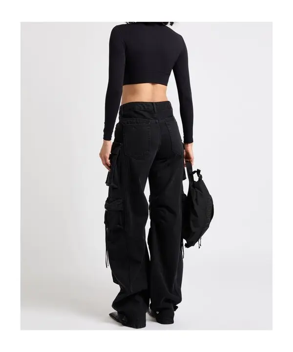 Balenciaga Logo Long Sleeve Cropped T-shirt