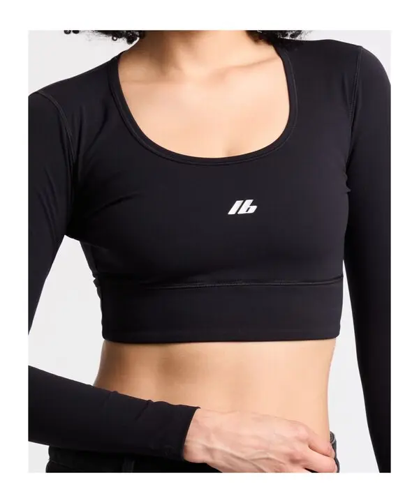 Balenciaga Logo Long Sleeve Cropped T-shirt