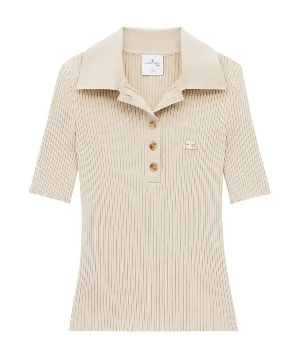 COURREGES Courrèges Rib Knit Short-sleeved Polo Shirt