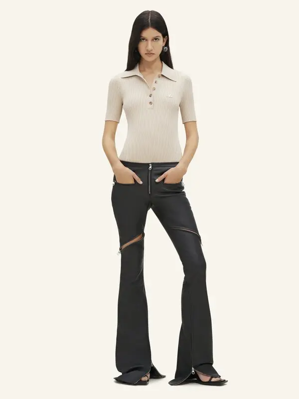 COURREGES Courrèges Rib Knit Short-sleeved Polo Shirt