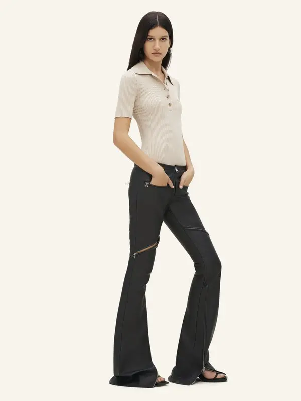 COURREGES Courrèges Rib Knit Short-sleeved Polo Shirt