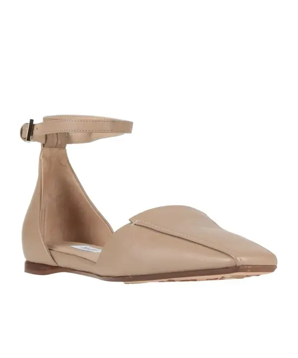 Max Mara Leather Ballet Flats With Ankle Strap