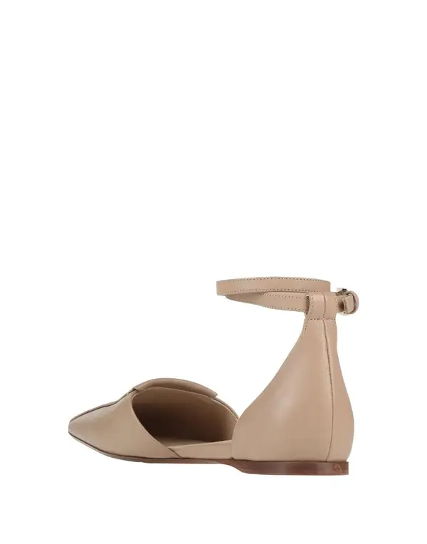 Max Mara Leather Ballet Flats With Ankle Strap