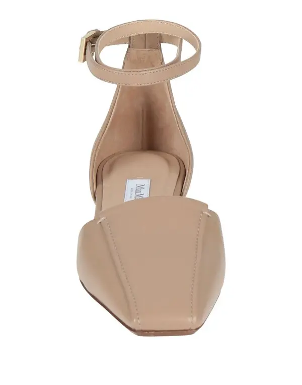 Max Mara Leather Ballet Flats With Ankle Strap