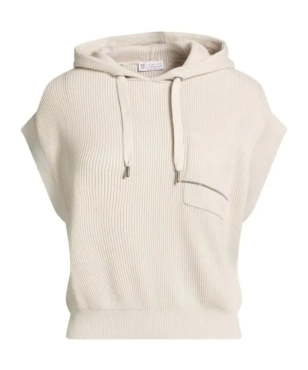 Brunello Cucinelli Solid Color Knit Short-sleeve Sweatshirt