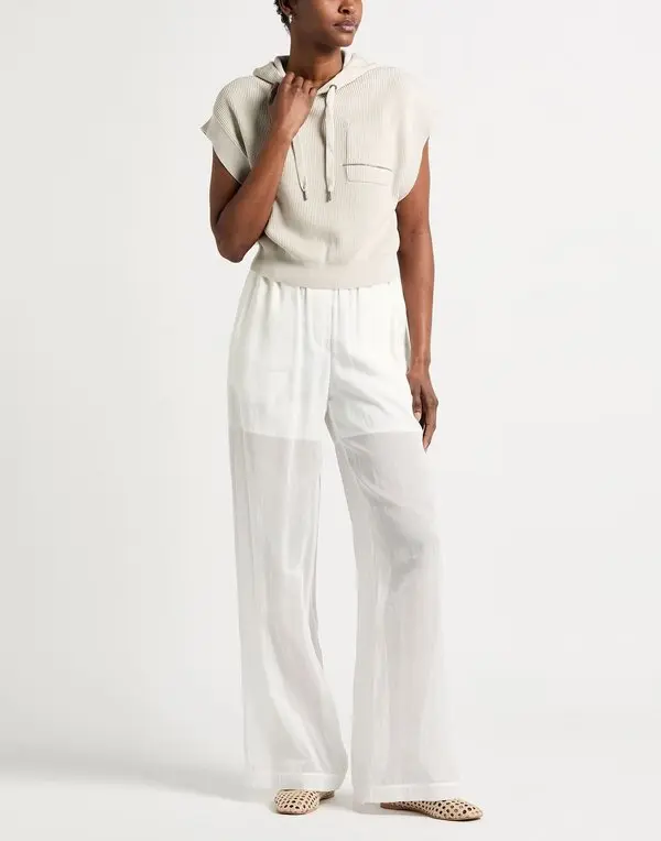 Brunello Cucinelli Solid Color Knit Short-sleeve Sweatshirt