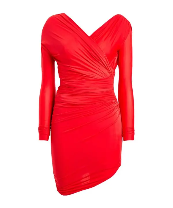 Balenciaga Asymmetrical V-neck Mini Dress With Built-in Shorts