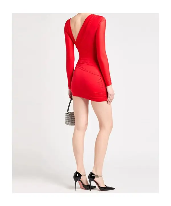 Balenciaga Asymmetrical V-neck Mini Dress With Built-in Shorts