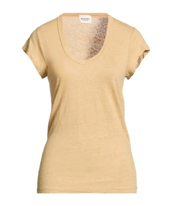 Isabel Marant Étoile Solid Linen V-neck Short-sleeve T-shirt - Nude